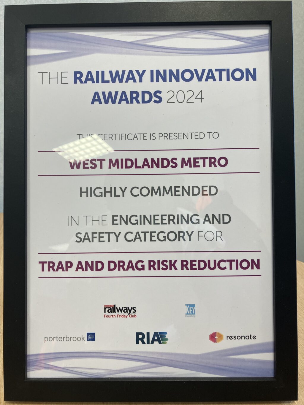 Metro innovation recognised at industry awards - West Midlands Metro